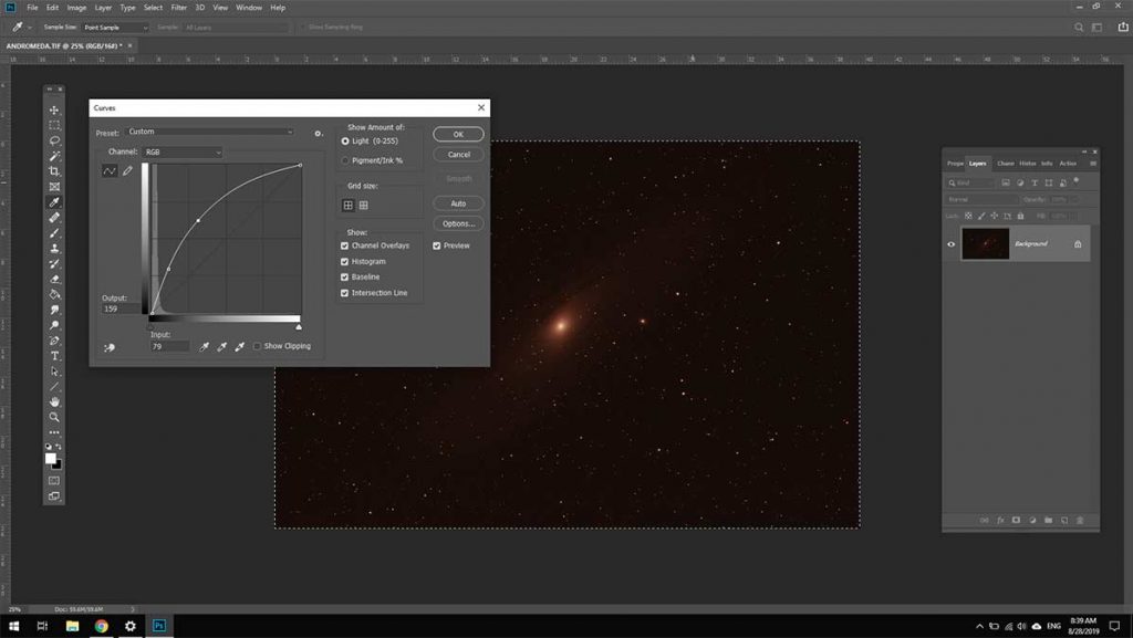 Andromeda Galaxy Image Processing Tutorial in Adobe Photoshop